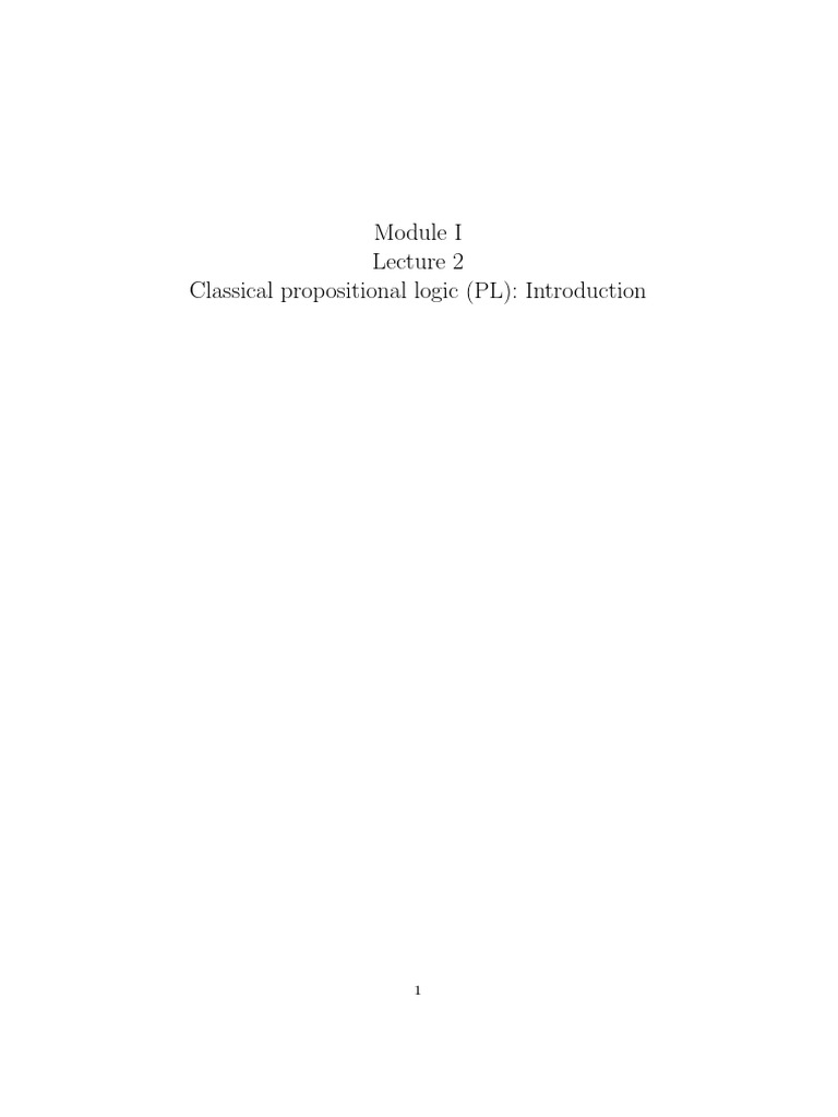Classical Propositional Logic Pl Introduction Pdf Deductive Reasoning Mathematical
