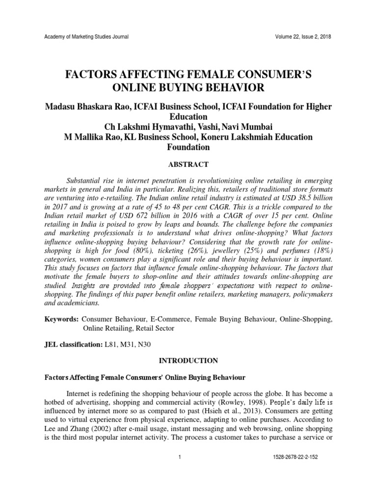 Factors Affecting Female Consumer'S Online Buying Behavior | PDF | Online Shopping | Factor Analysis