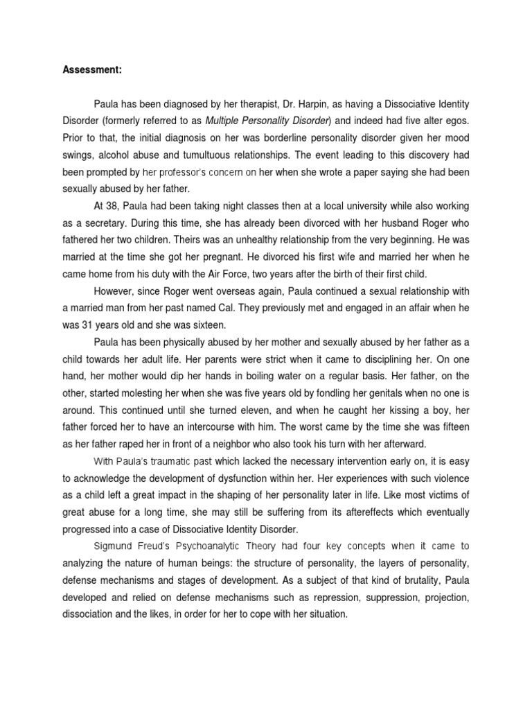 Case Study: Dissociative Identity Disorder | PDF | Defence Mechanisms ...