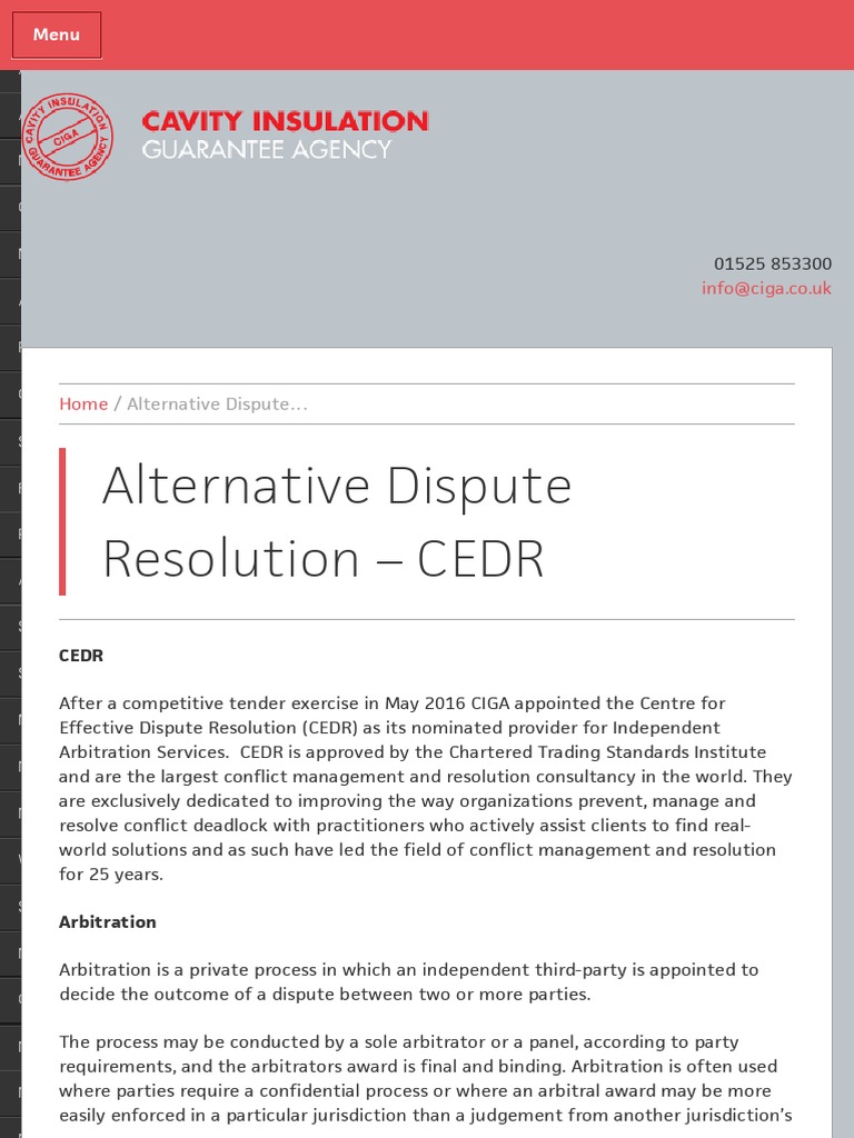 Alternative Dispute Resolution - CEDR - CIGA | PDF | Arbitration ...