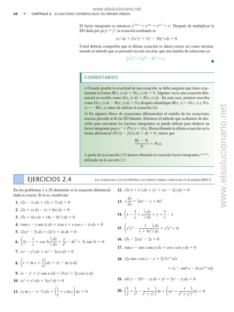 Exactas - Factor Integrante | PDF | Ecuaciones diferenciales | Ecuaciones