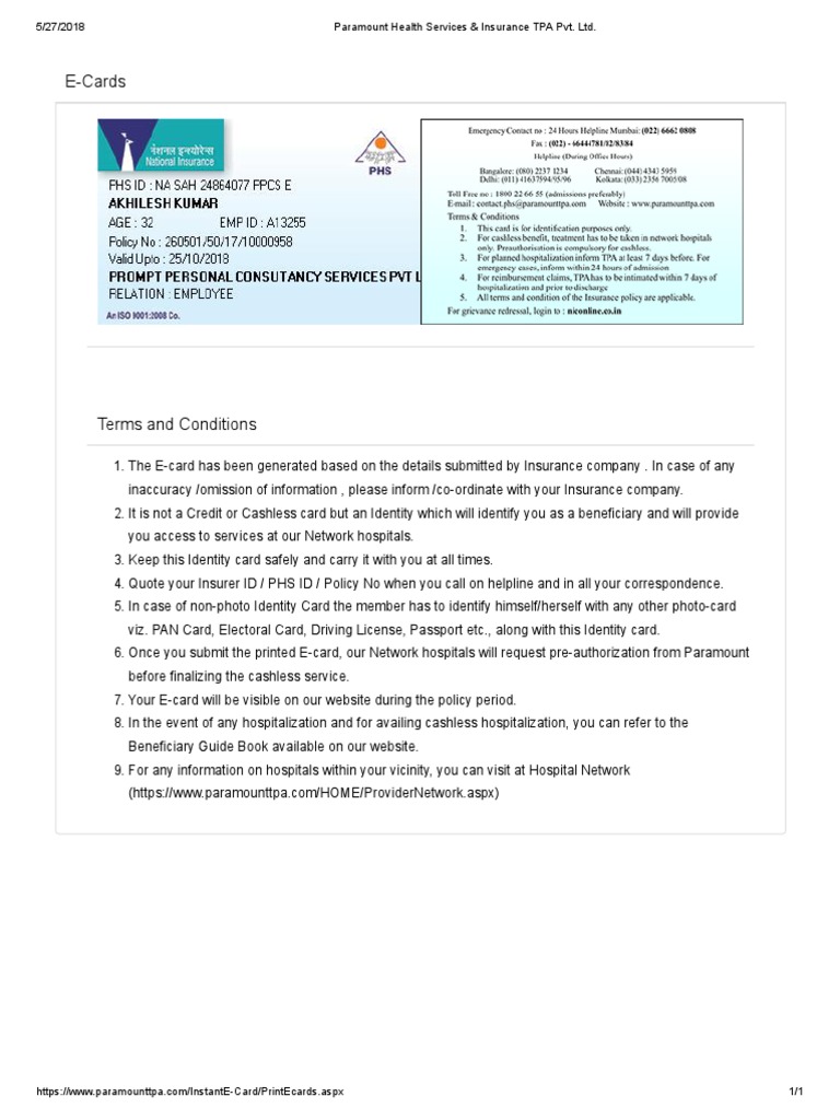 Paramount Health Services & Insurance TPA Pvt. LTD - Akhilesh | PDF