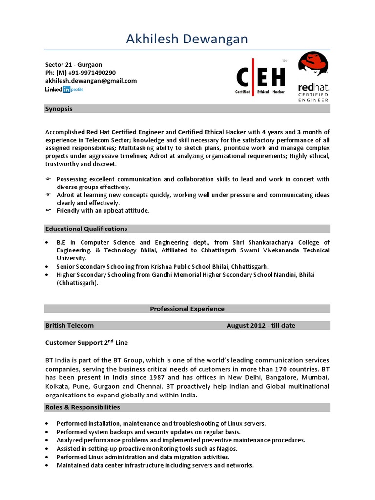 Akhilesh Dewangan Resume 4 Years 3 Month Experience | PDF | System Administrator | Backup