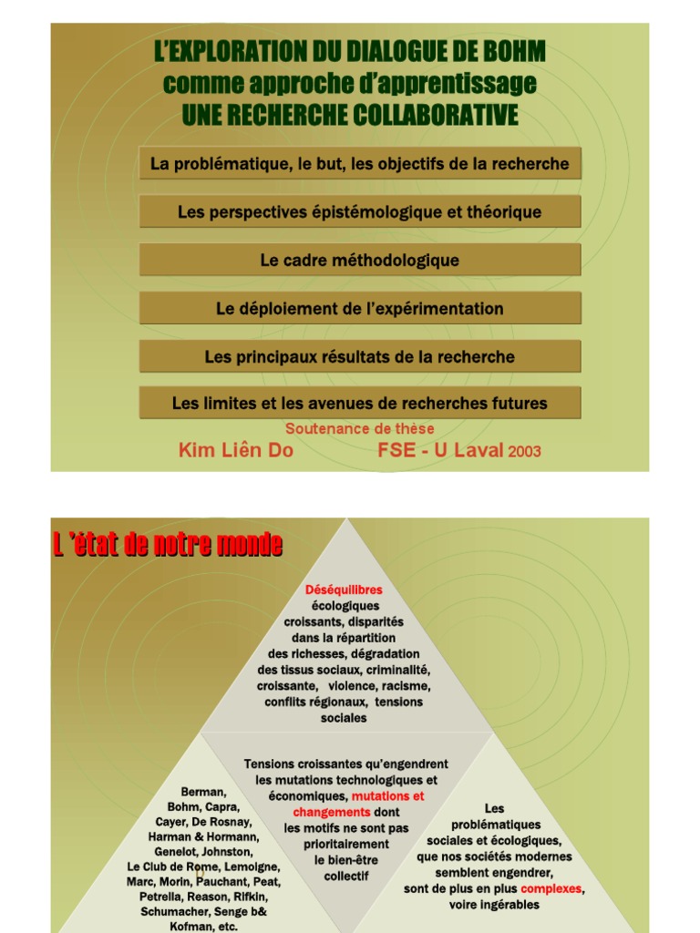 Dialogue de Bohm : Approche et Résultats | PDF | Recherche-action ...