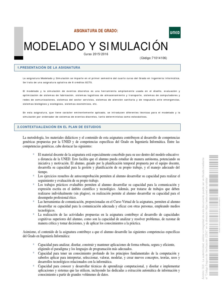 Modelado y Simulación: Una introducción a la asignatura de grado | PDF ...