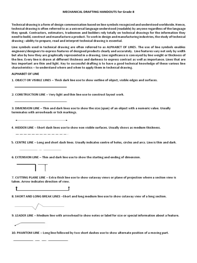 Mechanical Drafting Handouts For Grade 8 | PDF | Technical Drawing ...