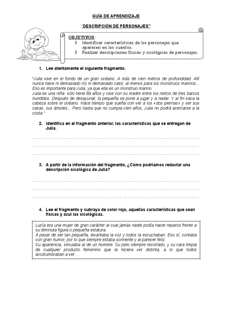Descripción de Personajes en Cuentos | PDF