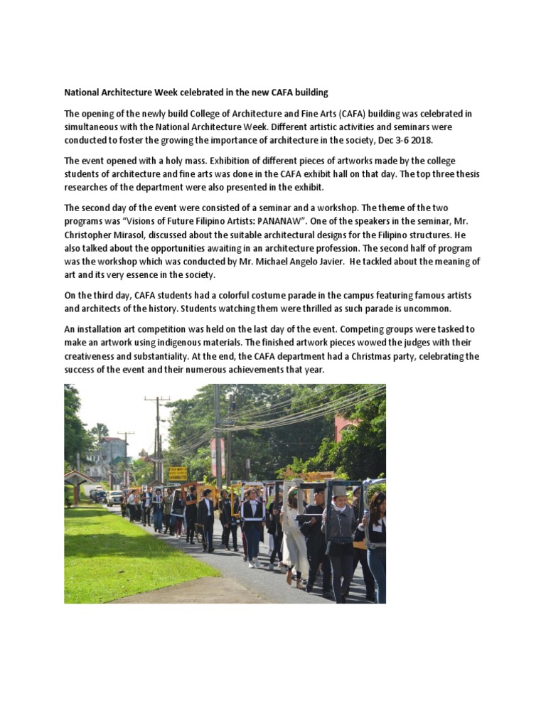 CAFA Building Celebrates National Architecture Week | PDF | Art