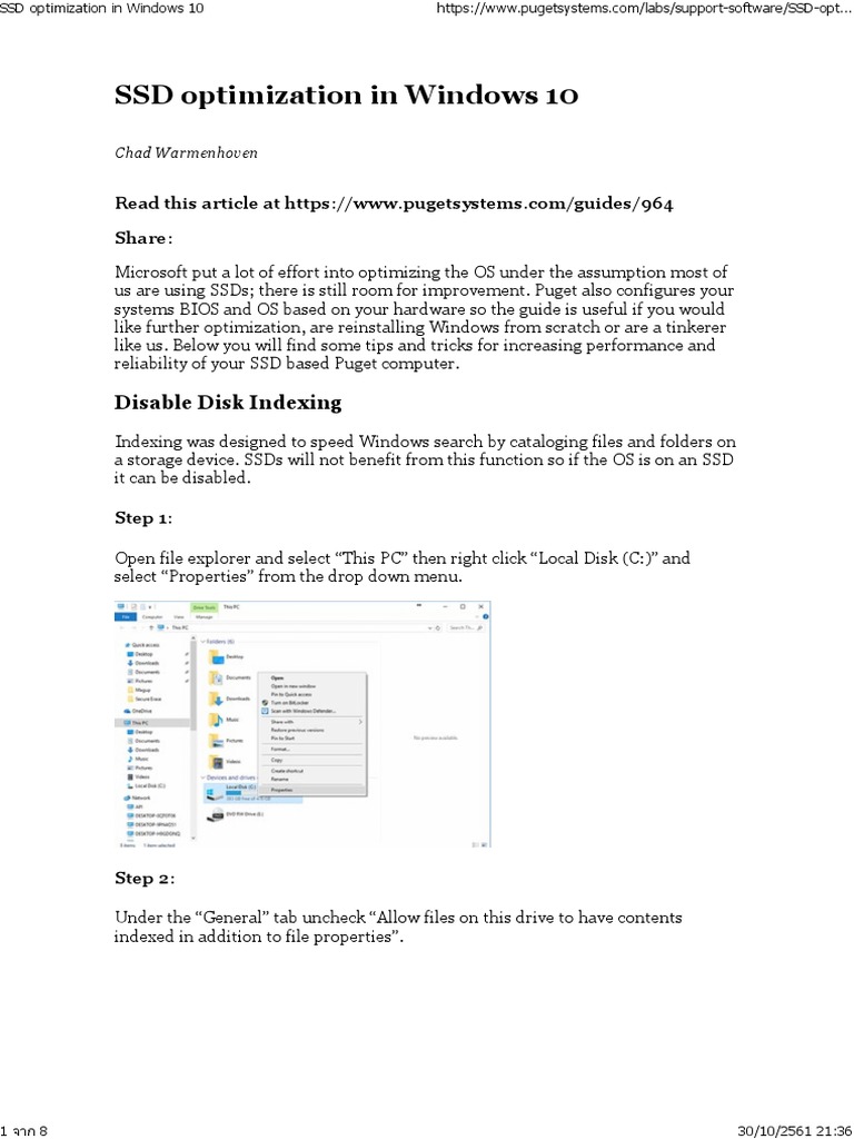 SSD Optimization For Windows 10 | PDF | Solid State Drive | Windows 10