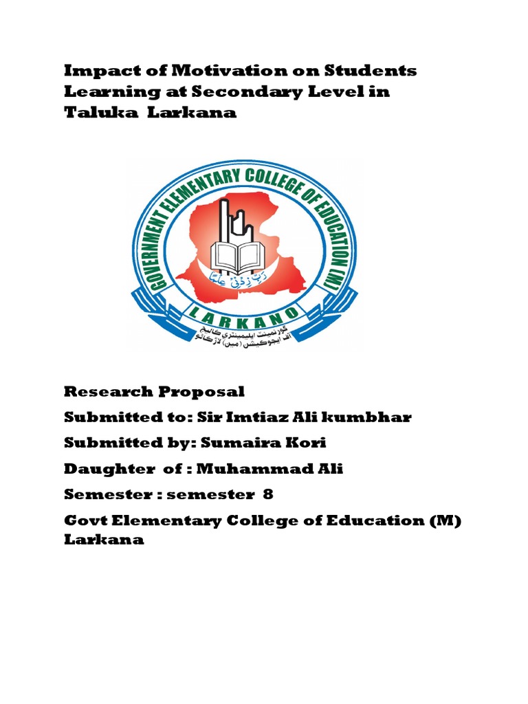 Impact of Motivation On Students Learning at Secondary Level in Talka Larkana | PDF