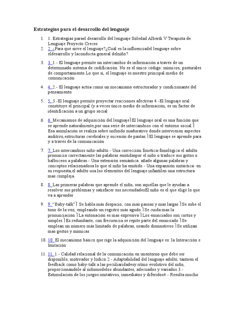 Estrategias para el Desarrollo del Lenguaje | PDF | Palabra ...