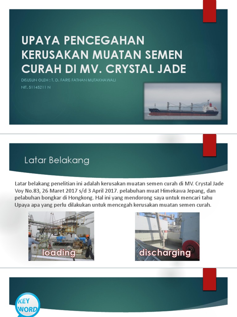 Upaya Pencegahan Kerusakan Muatan Semen Curah Di MV | PDF