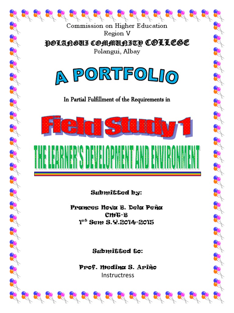 Field Study 1 Portfolio Cover Page | PDF