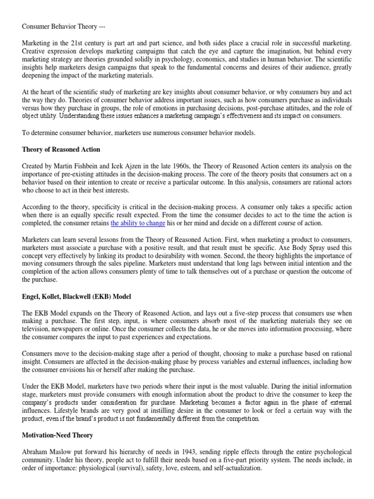 Consumer Behavior Theory | PDF | Utility | Consumer Behaviour