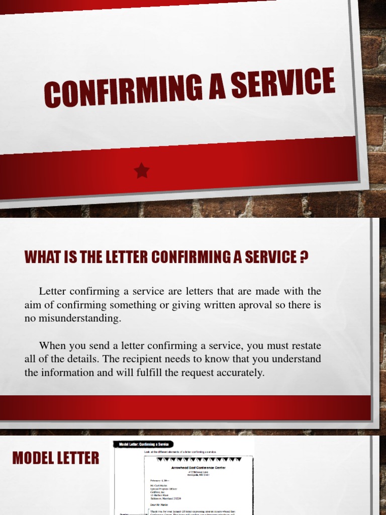 Service Confirmation Letter Template | PDF