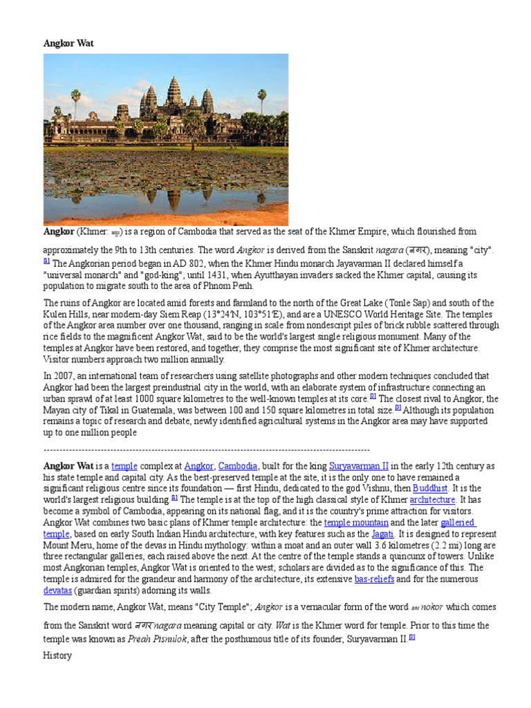 Angkor Wat: Temple Angkor Cambodia Suryavarman II Buddhist Architecture ...