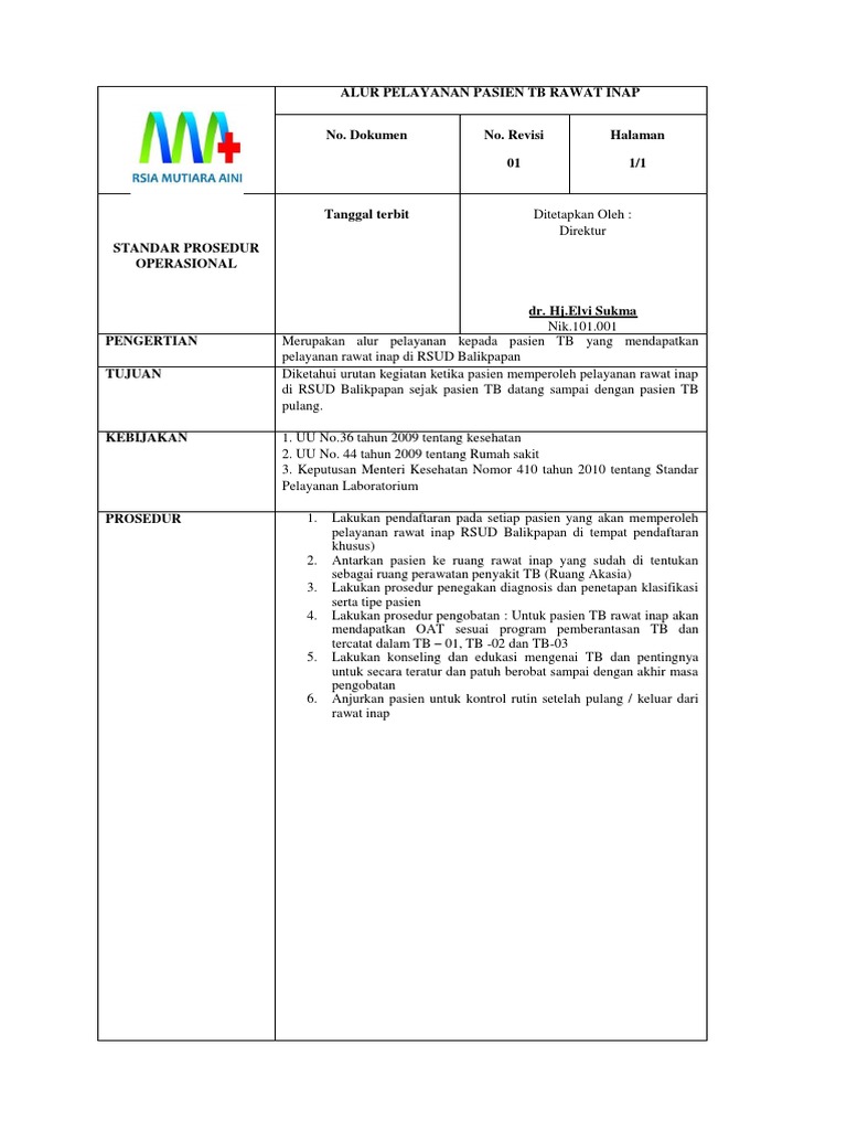 Spo Alur Pelayanan Pasien TB Ranap | PDF
