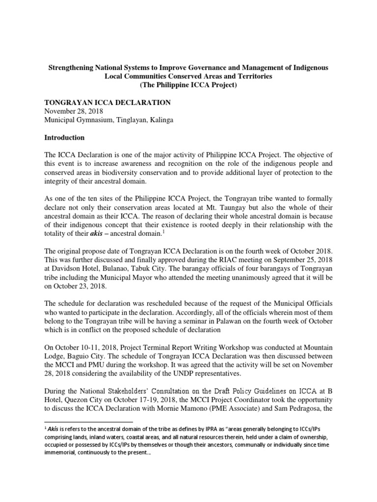 Icca Declaration Narrative Report | PDF | Traditional Knowledge ...
