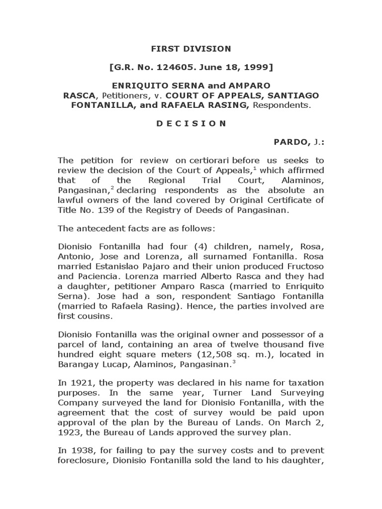 Serna Vs CA | PDF | Judgment (Law) | Real Property