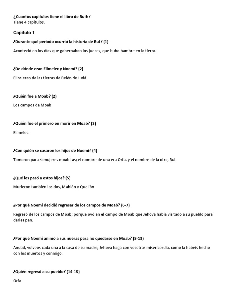 Preguntas Libro Ruth | PDF | Libro de rut | Noemí (figura bíblica)