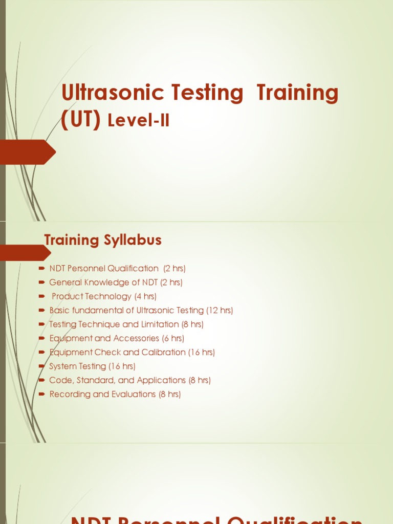 Ultrasonic Testing Training (UT) : Level-II | PDF | Nondestructive ...