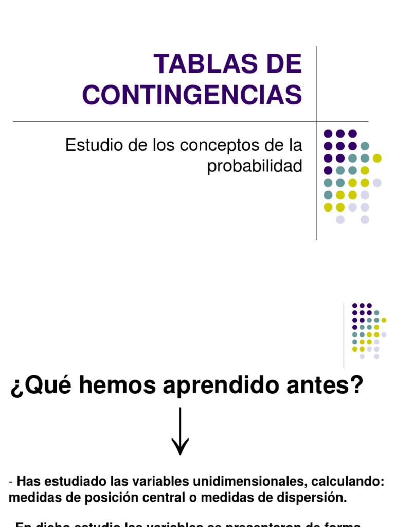 Tablas de Contingencia | PDF | Probabilidad | Medición