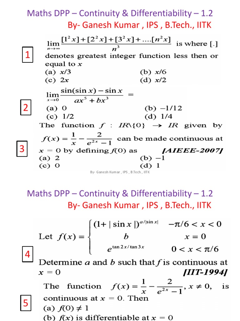 Maths DPP Cont Diff 1.2 | PDF