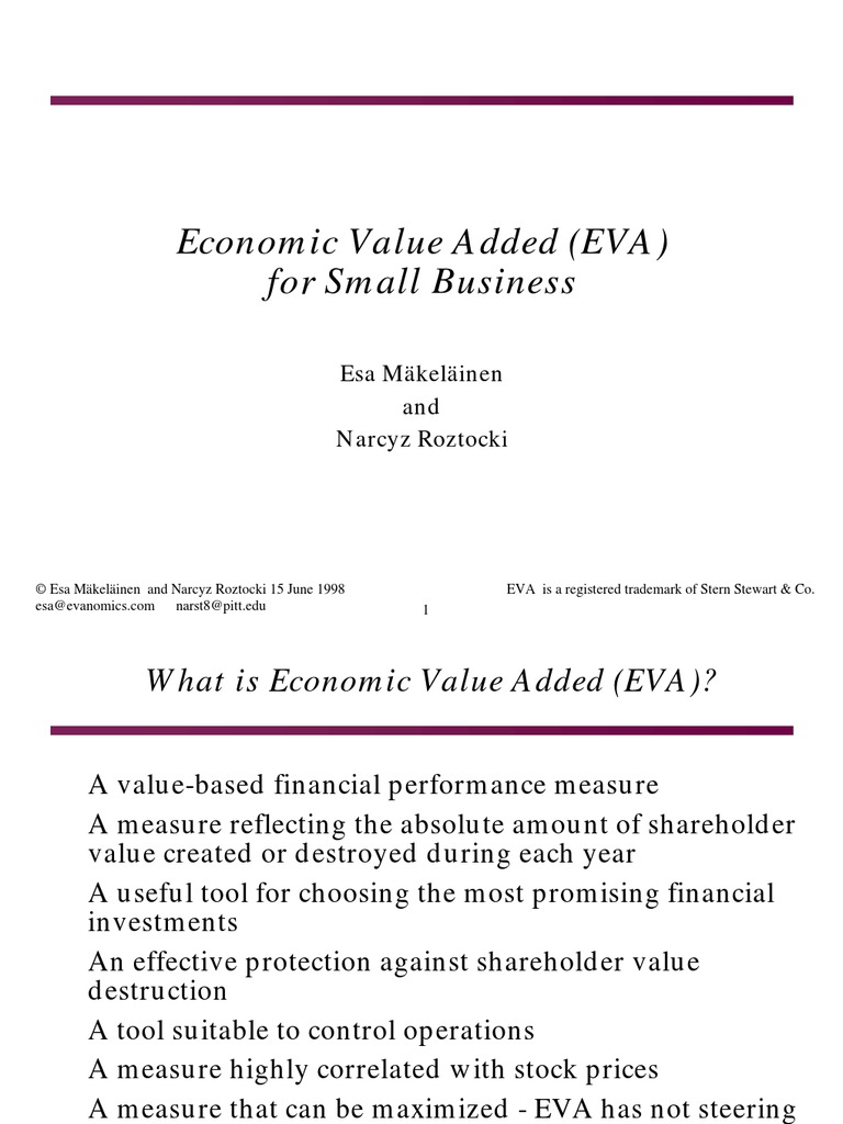 EVA For Small Biz | PDF | Expense | Balance Sheet