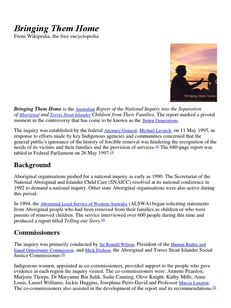 Bringing Them Home | PDF | Indigenous Australians | Politics Of Australia