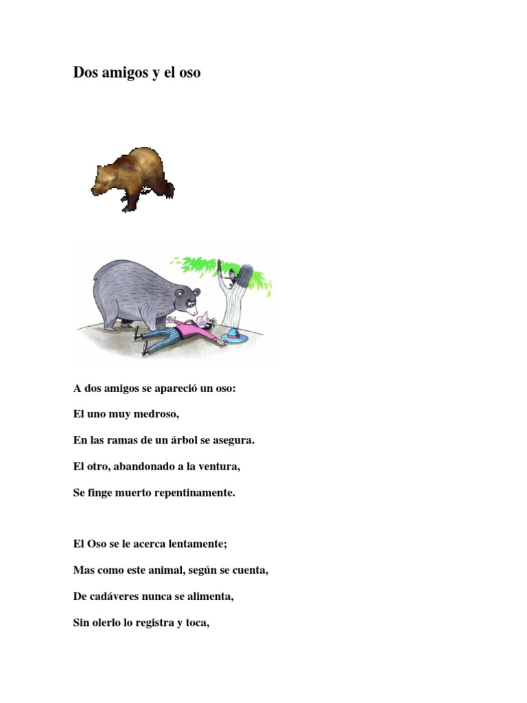 Cuento Dos Amigos y El Oso | PDF