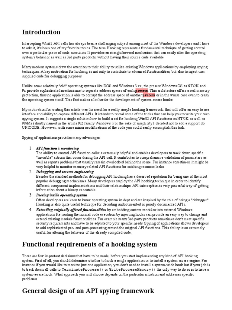 System Hooking | PDF | Library (Computing) | Application Programming ...
