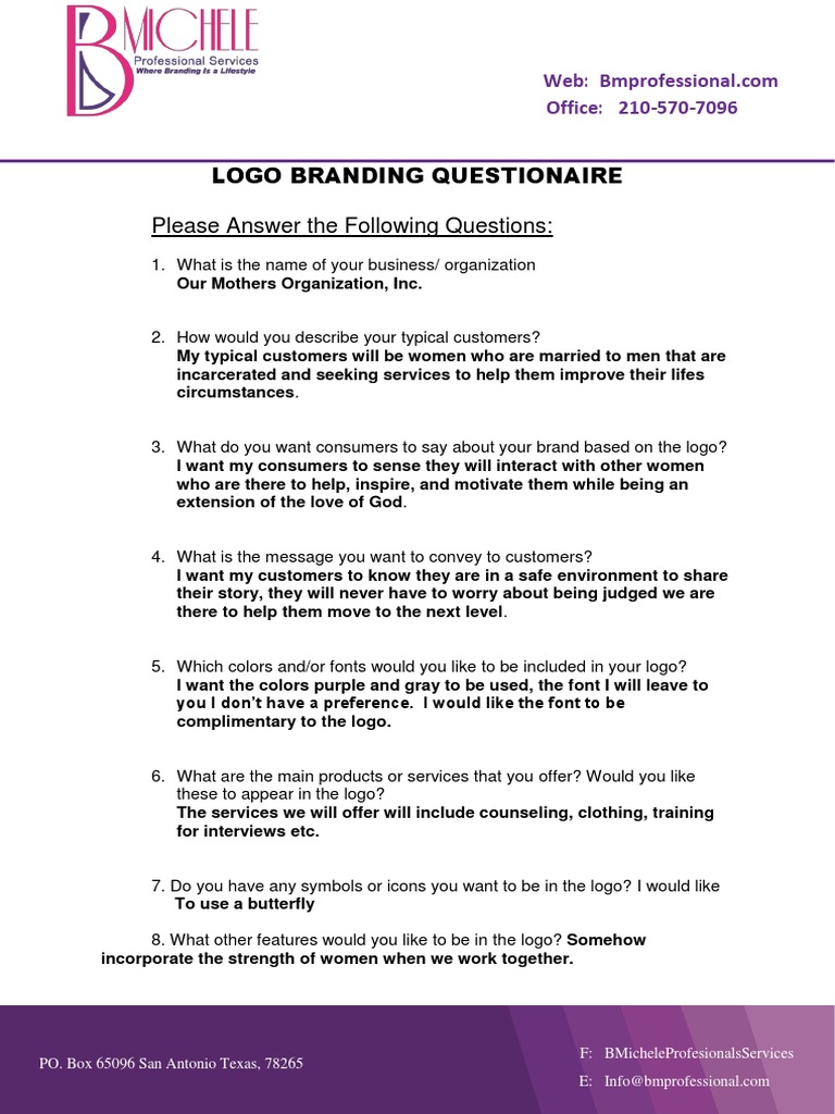 Logo Questionnaire | PDF | Logos | Brand