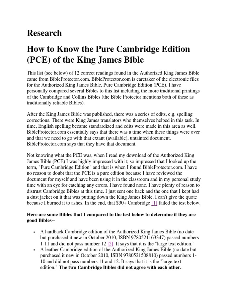 How To Know The Pure Cambridge Edition | PDF | King James Version ...