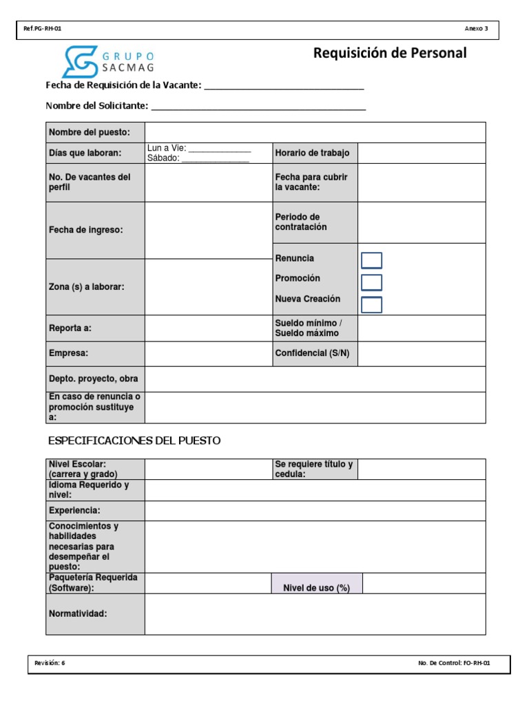 Requisición de Personal FO-RH-01 PDF | PDF | Informática | Informática ...