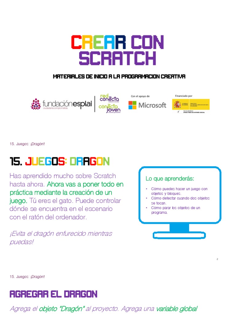 Crear Con Scratch - Juego Dragón | PDF | Scratch (lenguaje de ...