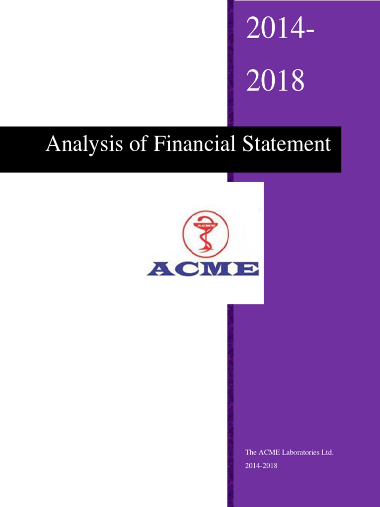 Analysis of Financial Statement: The ACME Laboratories Ltd. 2014-2018 ...