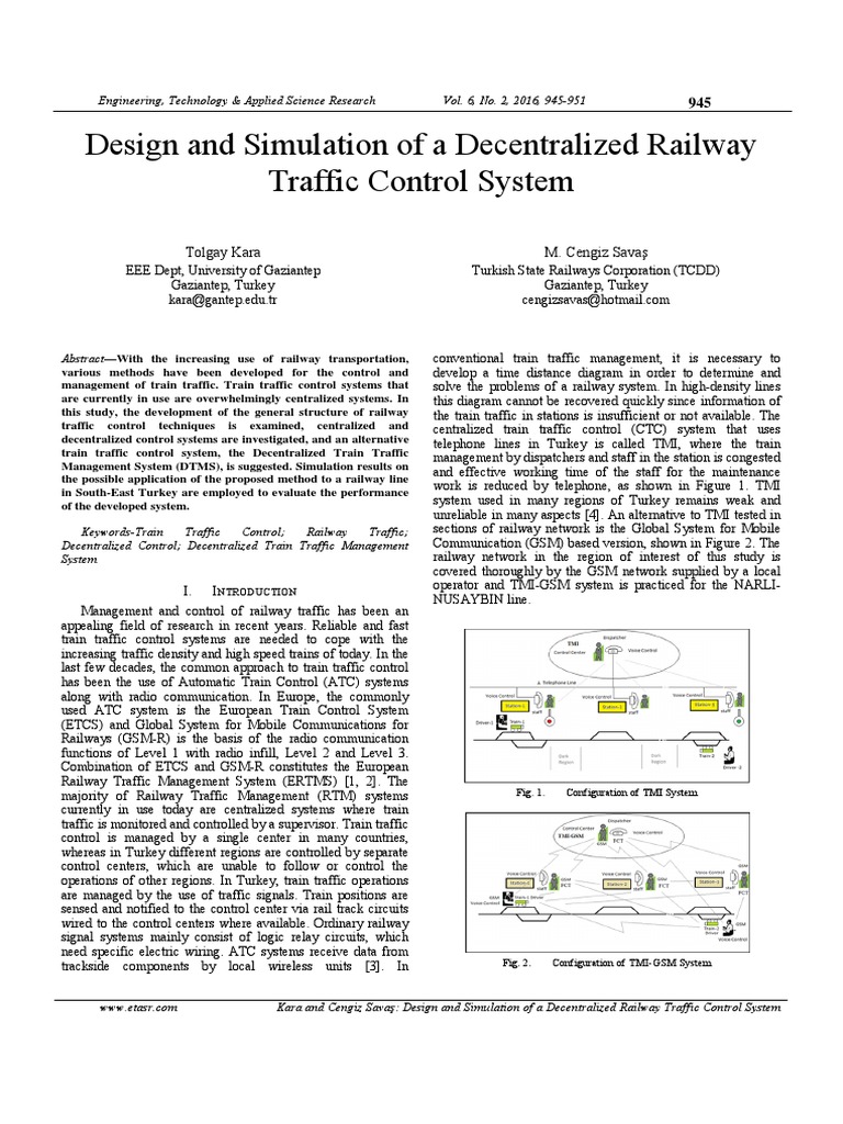 Design and Simulation of A Decentralized Railway Traffic Control System ...