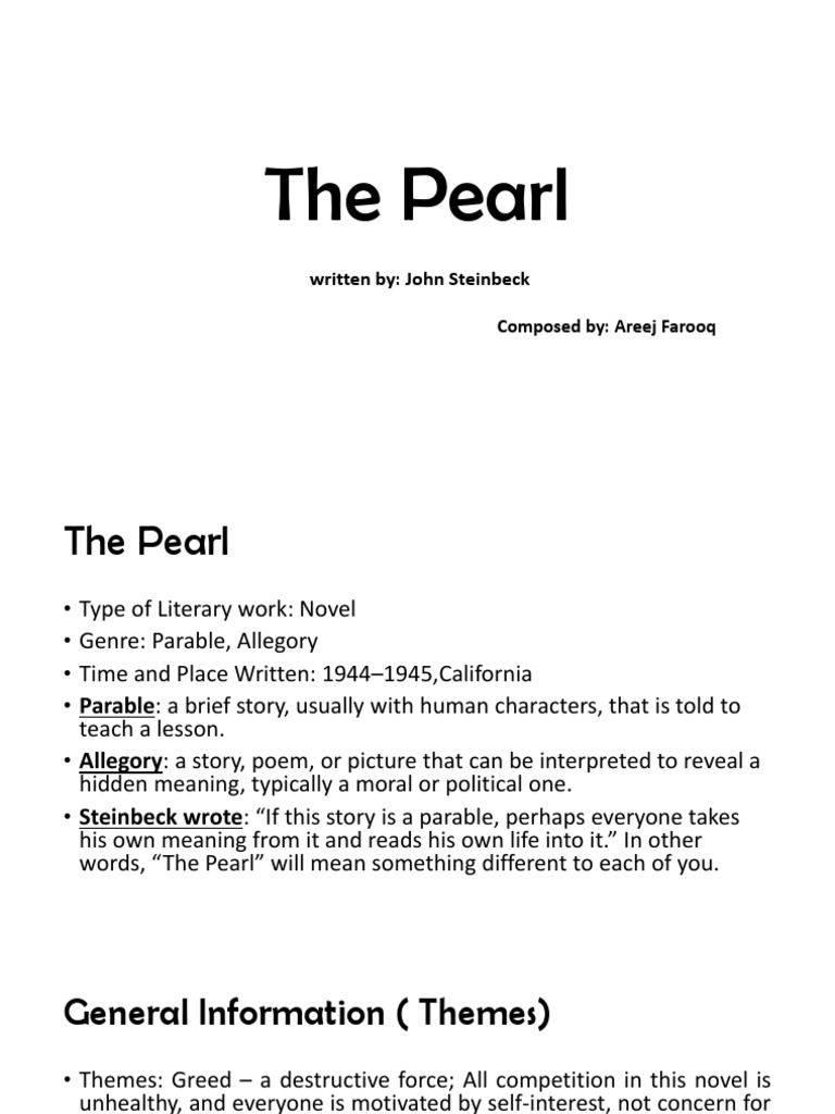 The Pearl: Written By: John Steinbeck | PDF