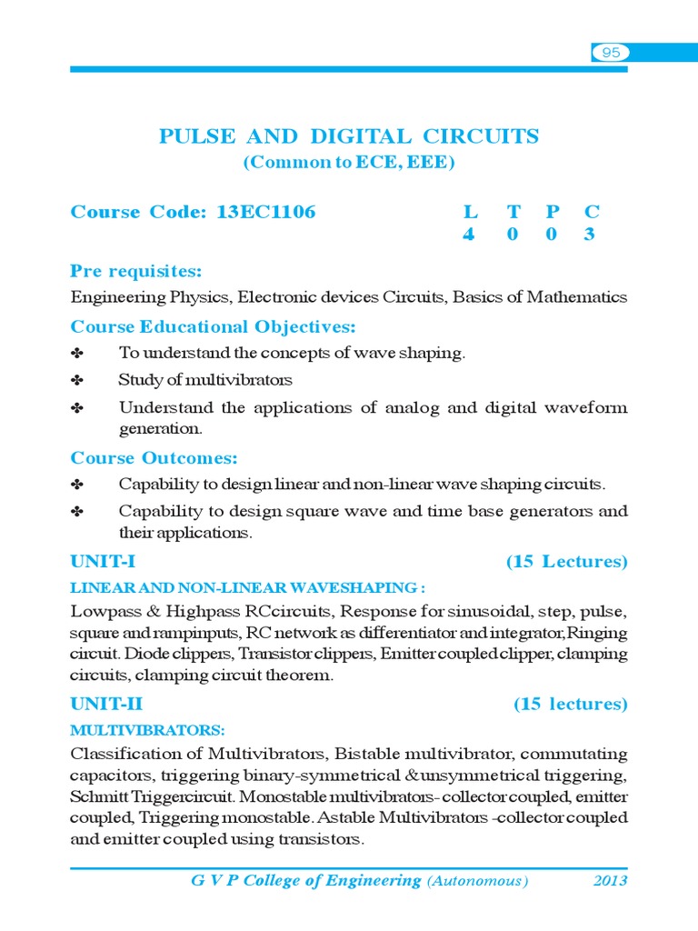 Pulse and Digital Circuits | PDF | Electrical Network | Digital Electronics