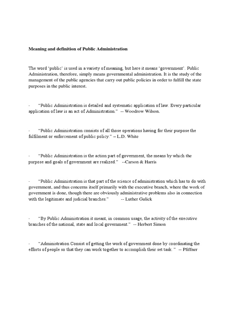 Public Administration: Definitions & Scope | PDF | Public ...