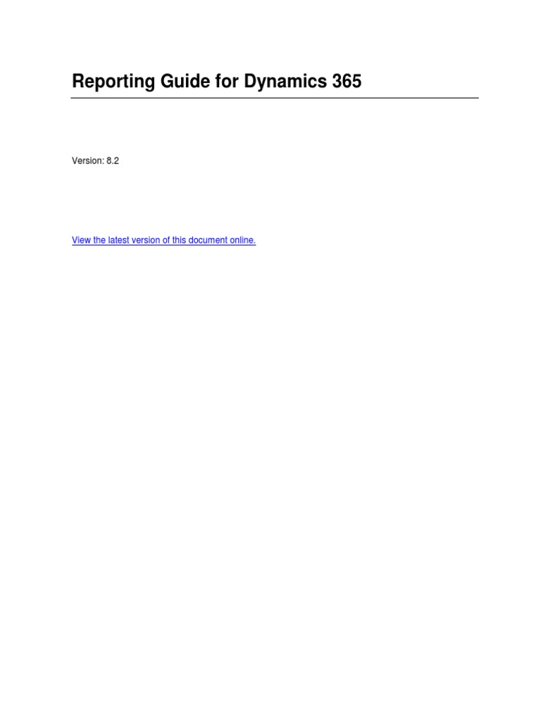Dynamics 365 Reporting Guide | PDF | Microsoft Sql Server | Microsoft ...