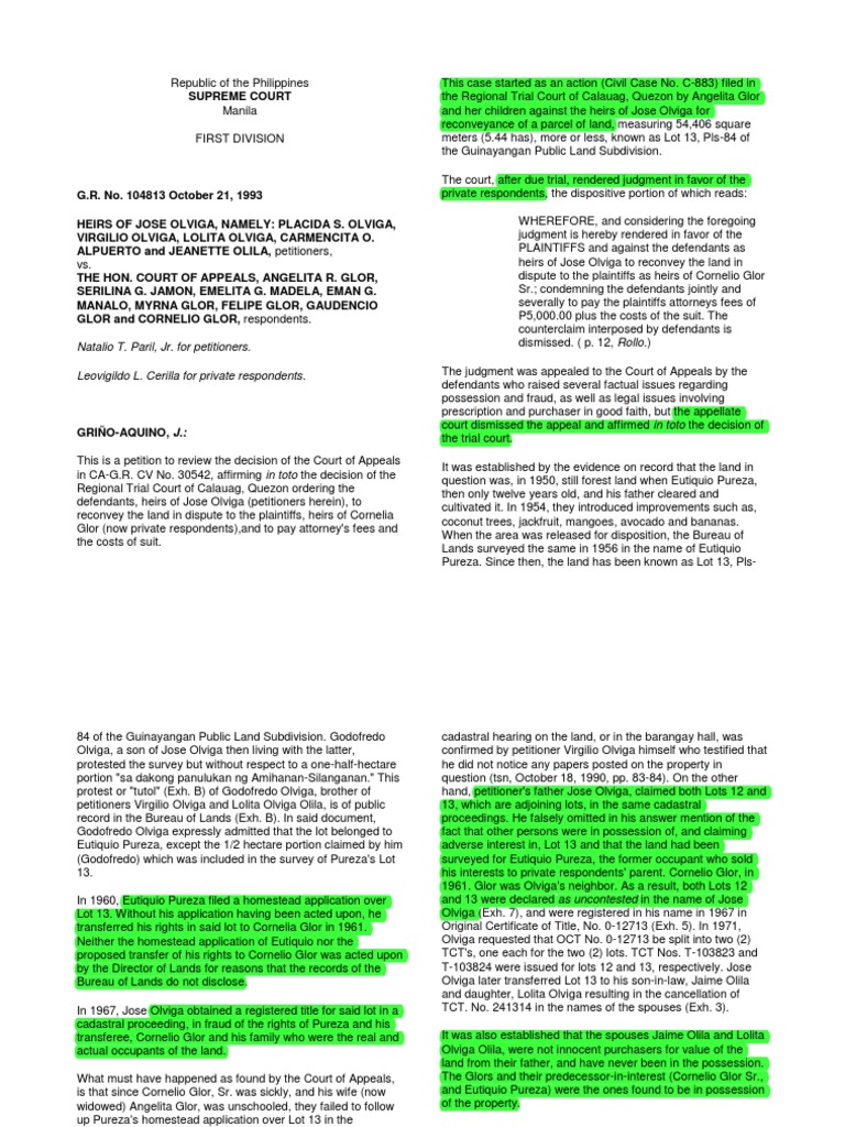 Property Case | PDF | Lawsuit | Judgment (Law)