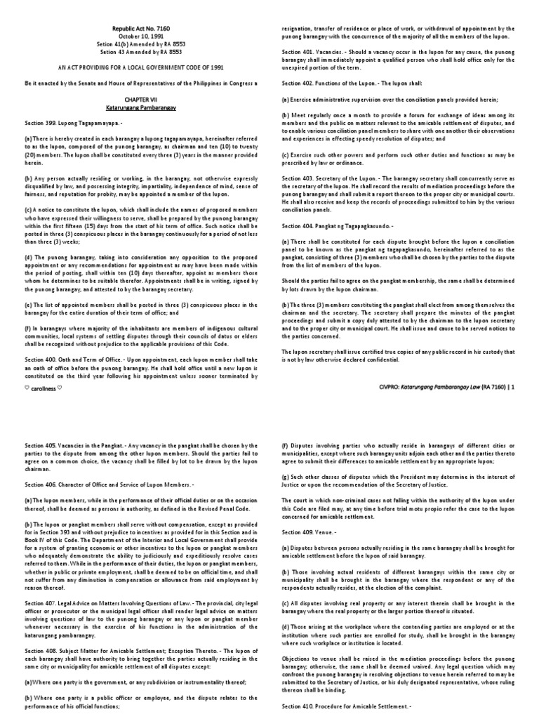 Ra 7160 | PDF | Arbitration | Mediation