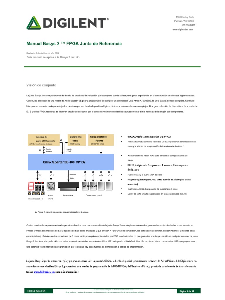 Basys2 RM - En.es | PDF | USB | Monitor de computadora