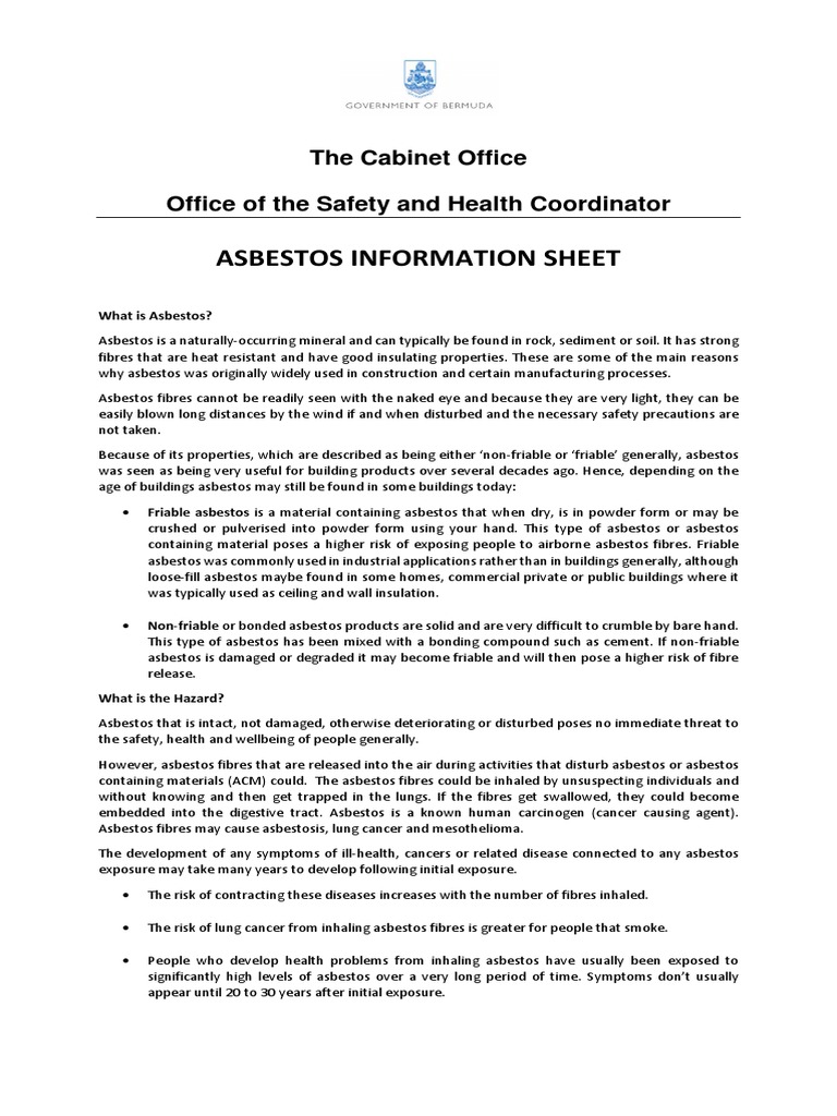 Asbestos Information Sheet | PDF | Asbestos | Safety