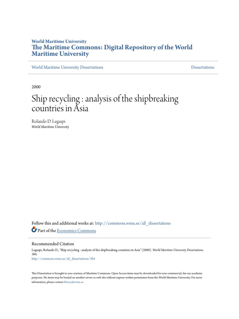 Ship Recycling - Analysis of The Shipbreaking Countries in Asia | PDF ...