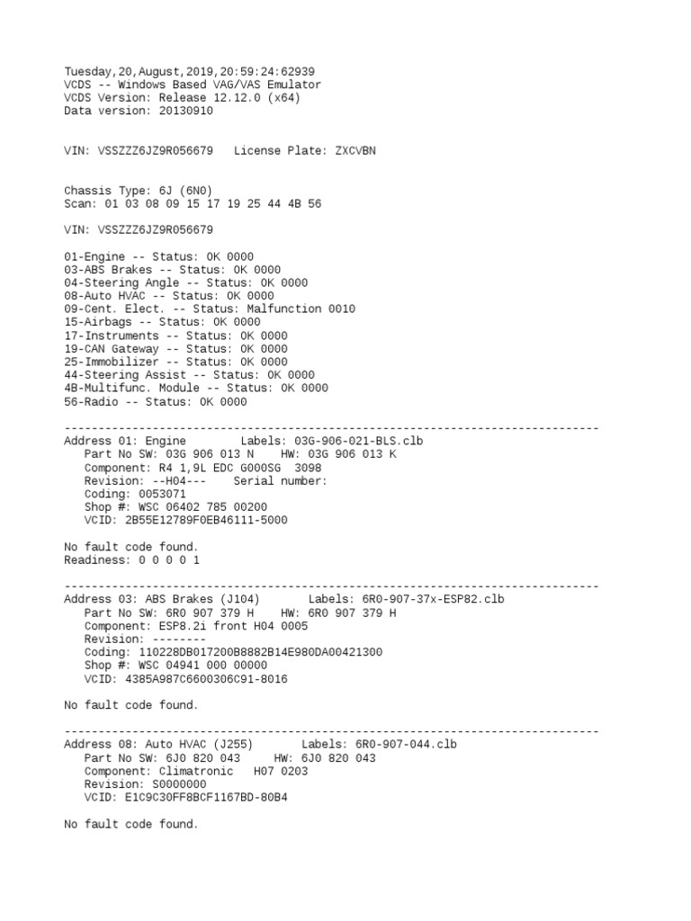 Log ZXCVBN Vsszzz6jz9r056679 | PDF