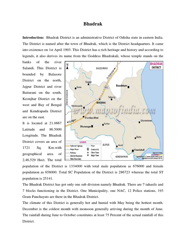 Bhadrak: Introduction: Bhadrak District Is An Administrative District ...
