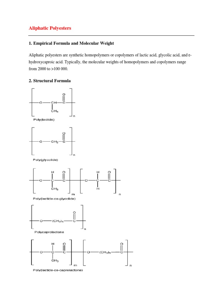 Aliphatic Polyesters: 1. Empirical Formula and Molecular Weight | PDF ...