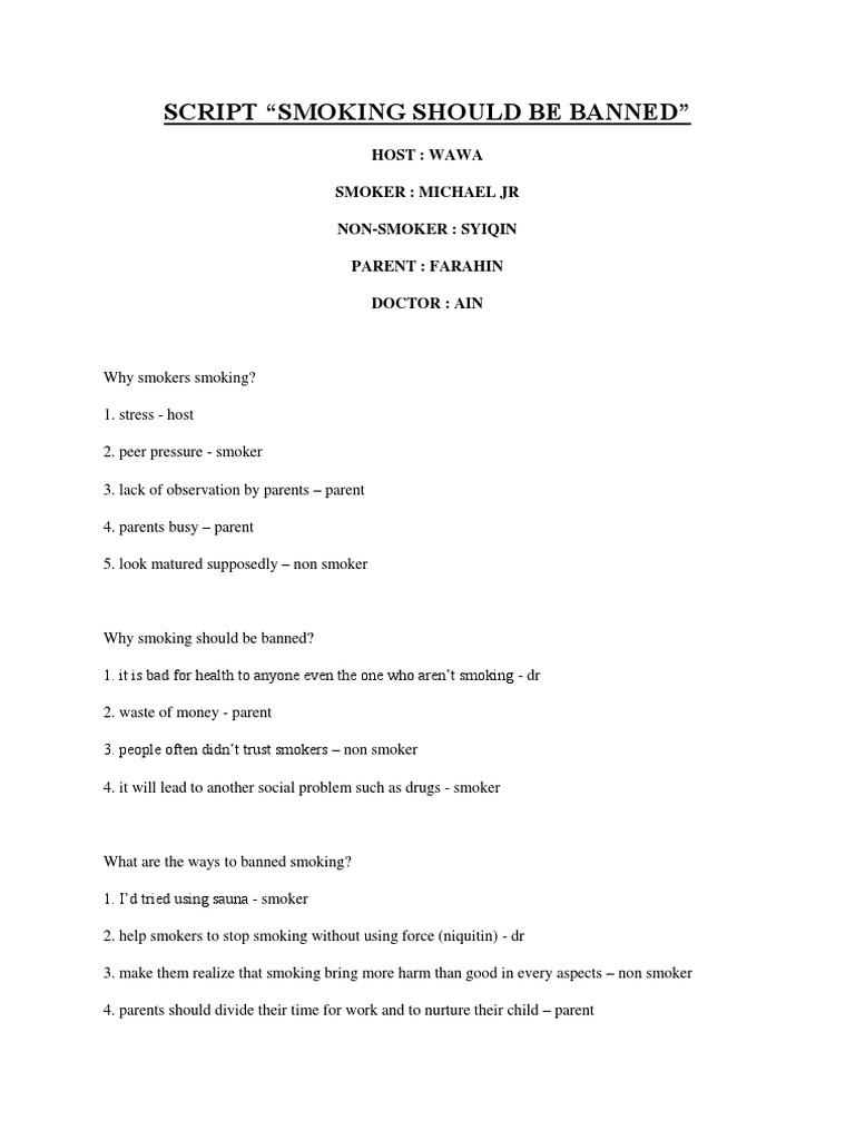Example of Group Forum (SCRIPT) | PDF | Tobacco Smoking | Addiction